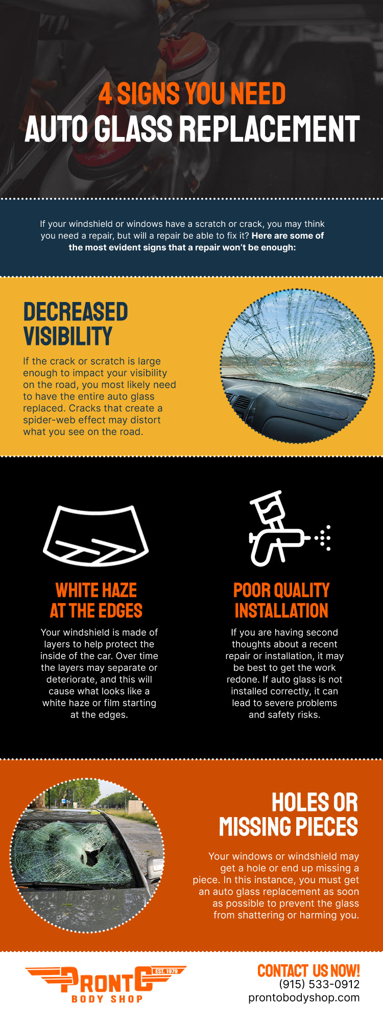 4 Signs You Need Auto Glass Replacement | Pronto Body Shop